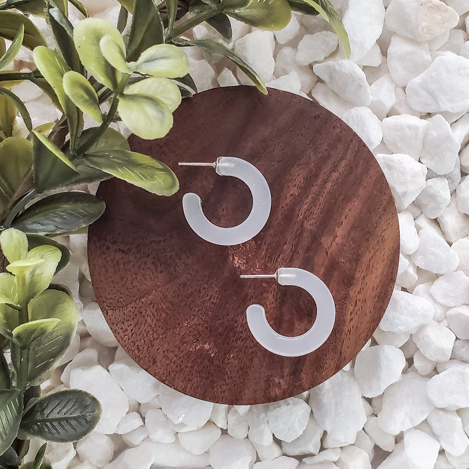 White Sand Sea Glass Small Hoops - Vacay – Complementary